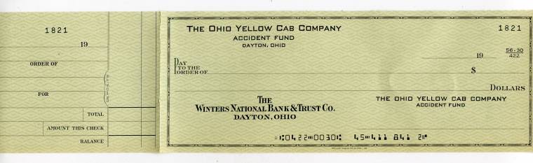 USA - ORIGINAL ANTIQUE CIRCA 1950 - THE OHIO YELLOW CAB CO. BLANK ...